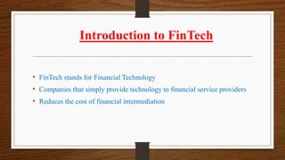 Introduction to fin tech | PPT