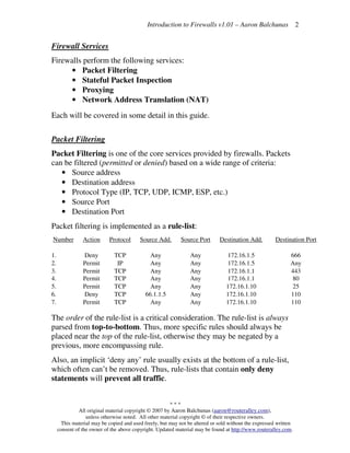 Introduction to firewalls | PDF | Computer Networking | Computing