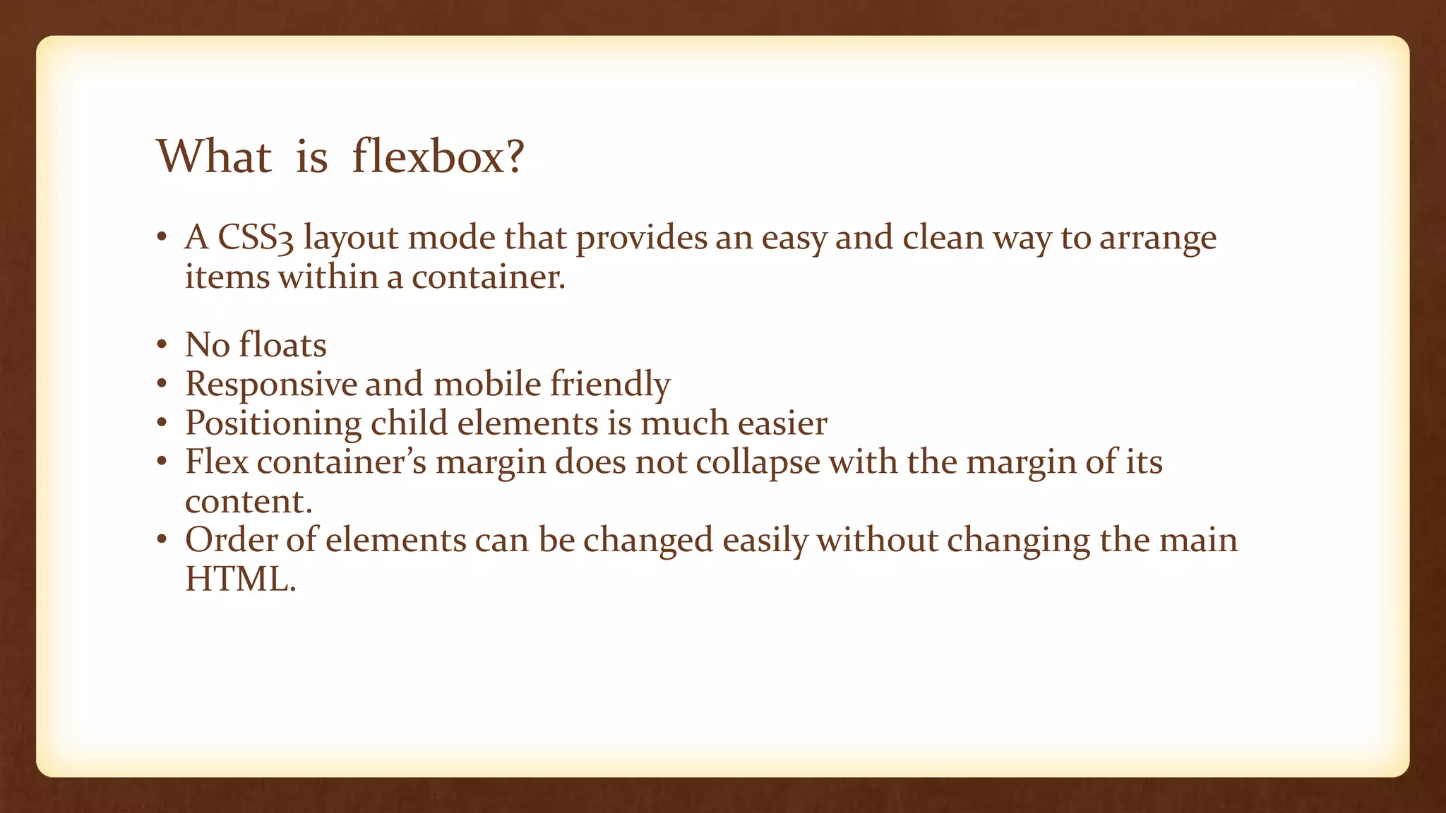 Introduction to flexbox | PPTX | Web Design and HTML | Internet