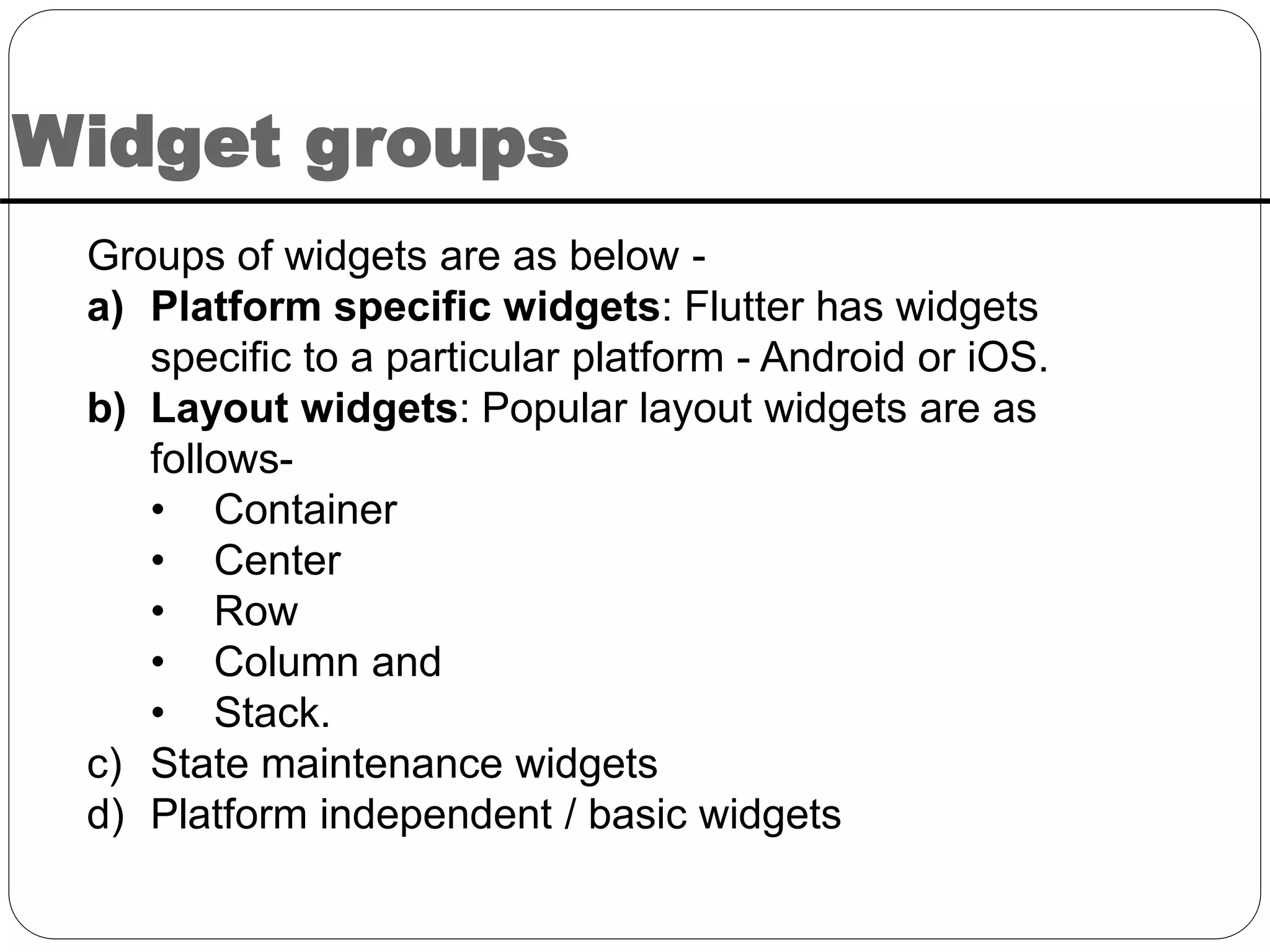 Introduction to flutter's basic concepts | PPTX