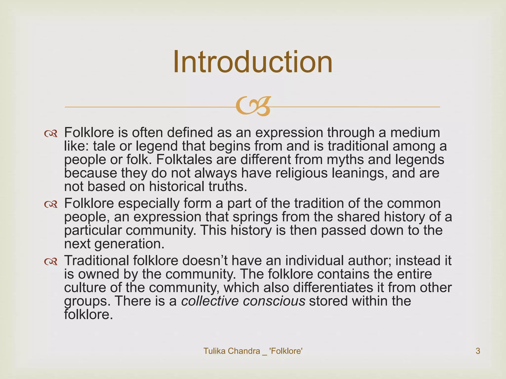 Introduction to folklore tulika chandra | PPTX