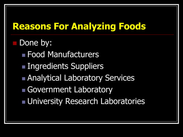 INTRODUCTION+TO+FOOD+ANALYSIS.ppt | Food Industry | Industries