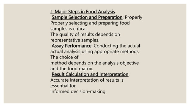 INTRODUCTION TO FOOD ANALYSIS .pptx | Food Industry | Industries