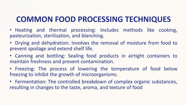 INTRODUCTION TO FOOD PROCESSING.pptx | Food Industry | Industries
