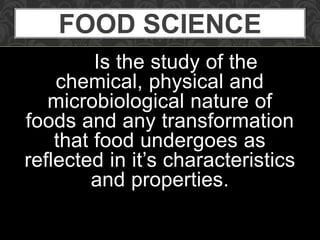Introduction to food science | PPTX