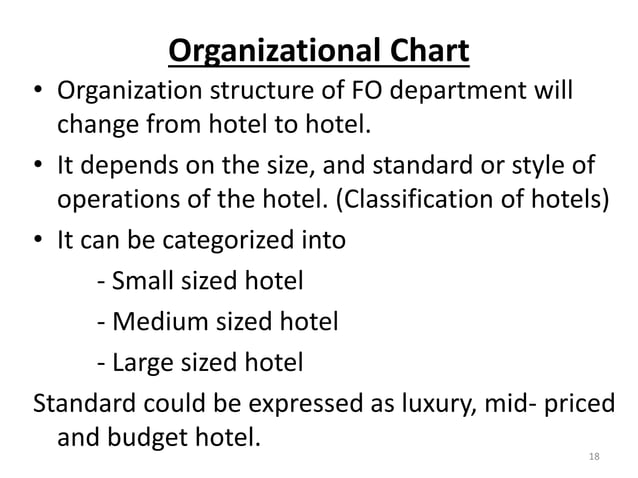 Introduction to front office organization, hierarchy, duties and ...