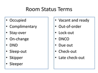 Introduction to front office organization, hierarchy, duties and ...