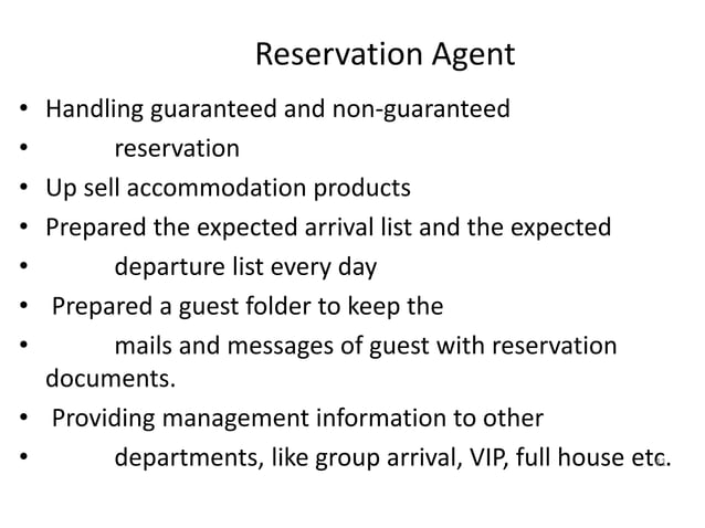 Introduction to front office organization, hierarchy, duties and ...