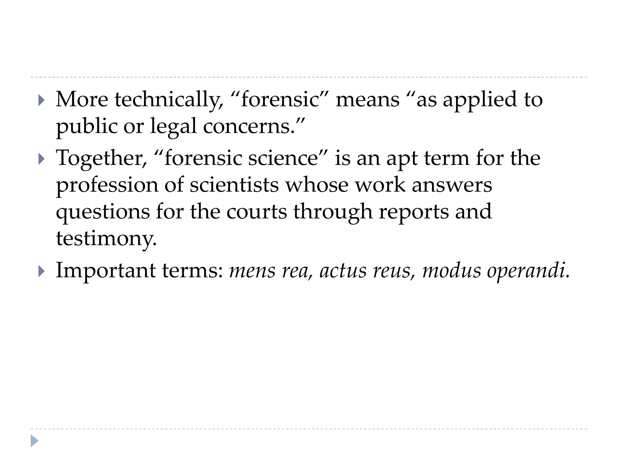 Introduction to forensic science | PPTX | Law