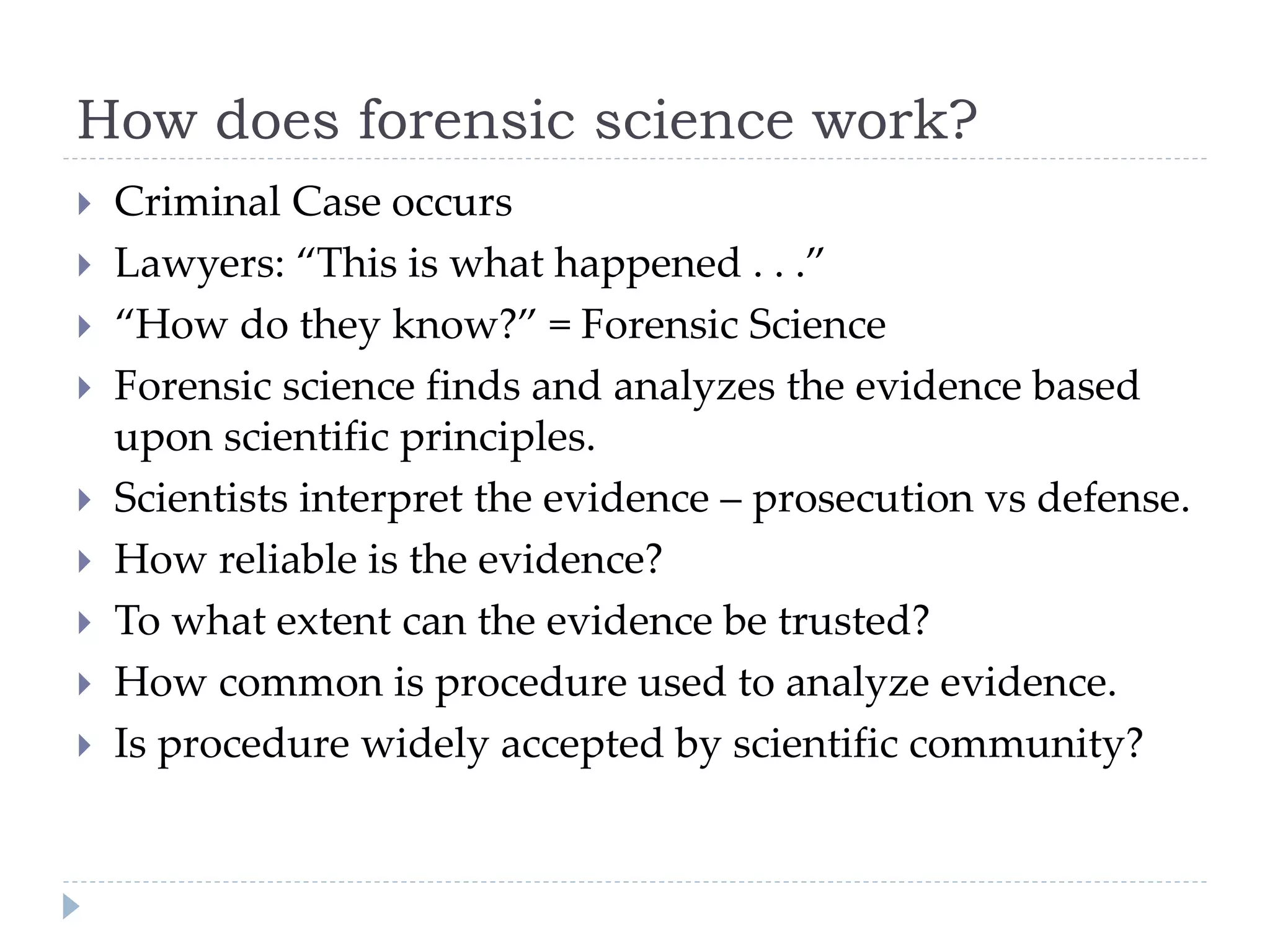 Introduction to forensic science | PPTX | Law