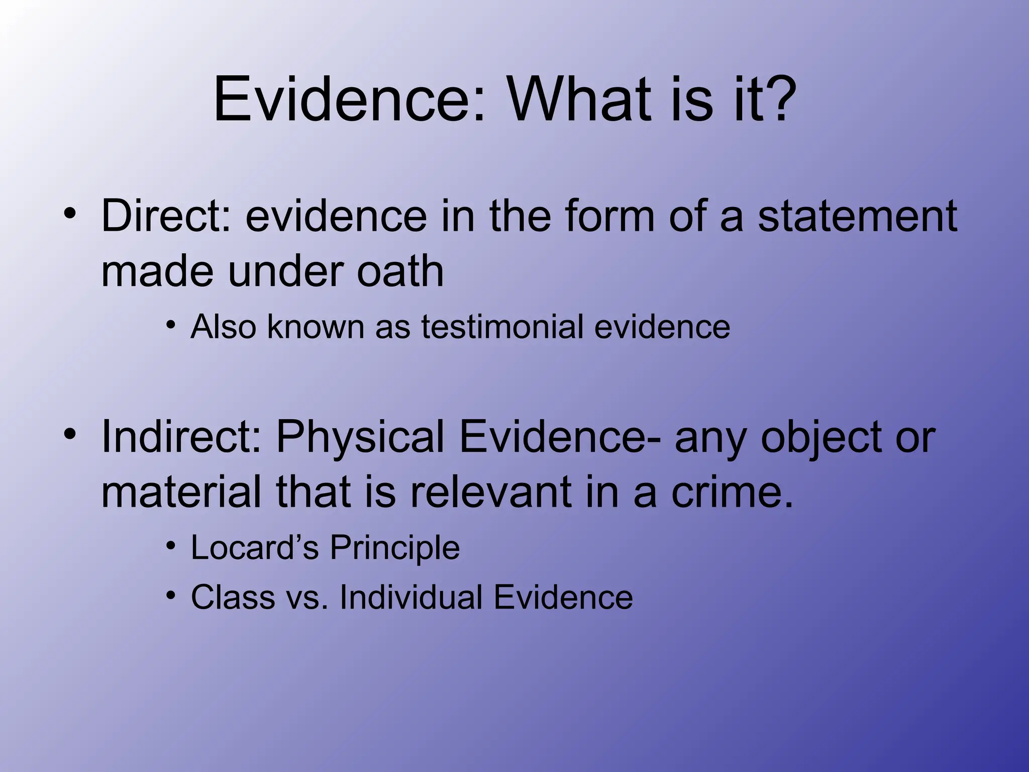 Introduction to Forensic Science Evidence.ppt