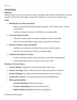 |BSPT| |1st Chapter| Introduction to Forensic Science, Pharmacology ...