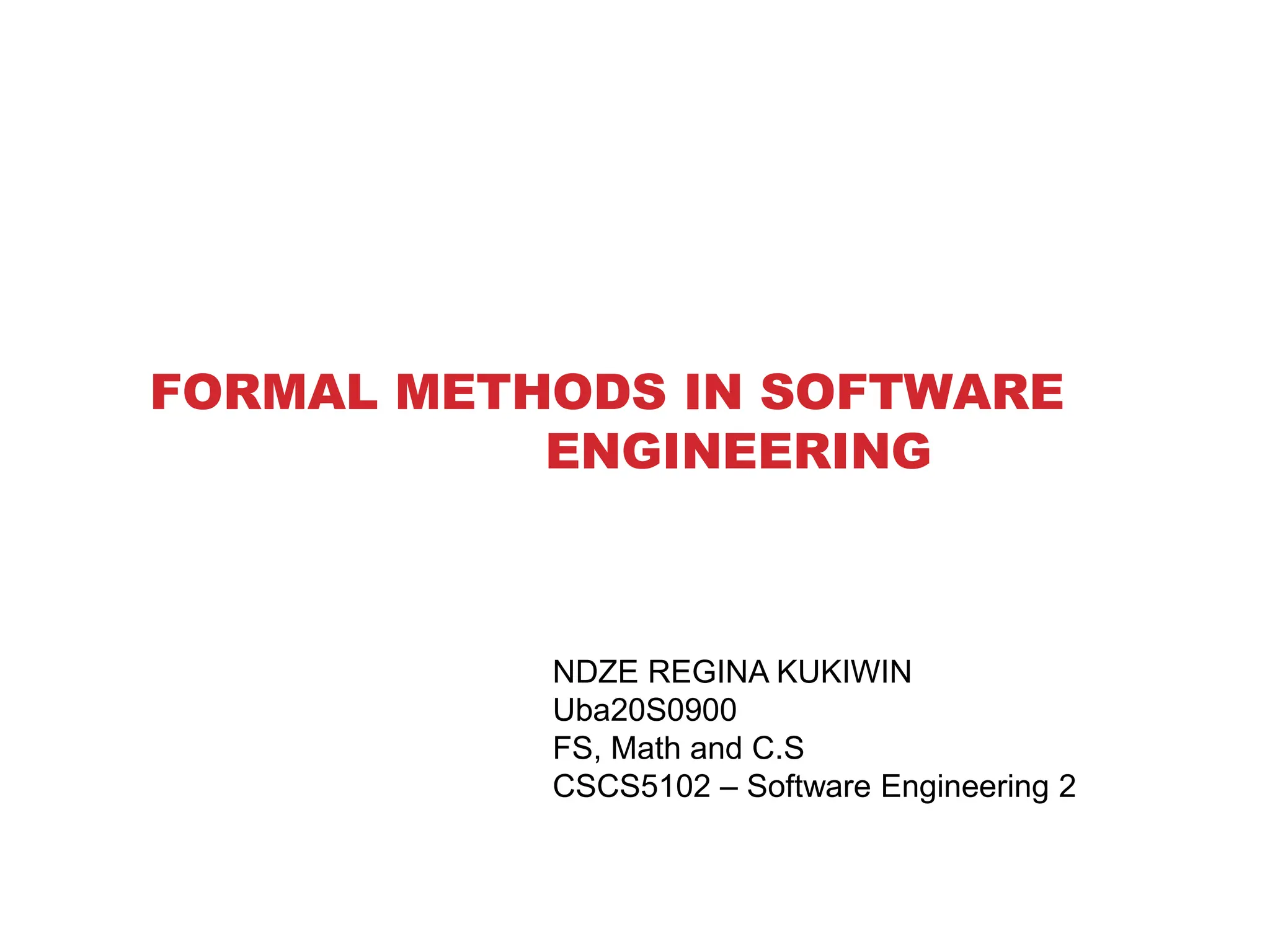 Introduction To Formal Methods Lecture Notes Ppt