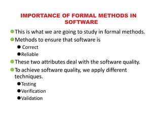 Introduction to formal methods lecture notes | PPTX