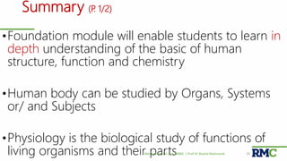 Introduction to foundation module & physiology | PPTX