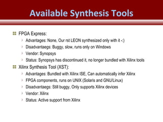 Introduction to fpga synthesis tools | PPT
