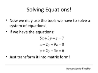 Introduction to FreeMat | PPT