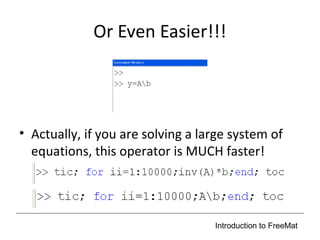 Introduction to FreeMat | PPT