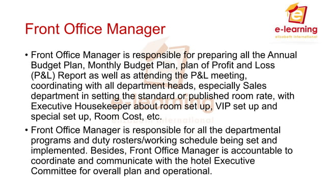 Introduction to front office lesson 1 | PPTX | Business Travel | Travel ...