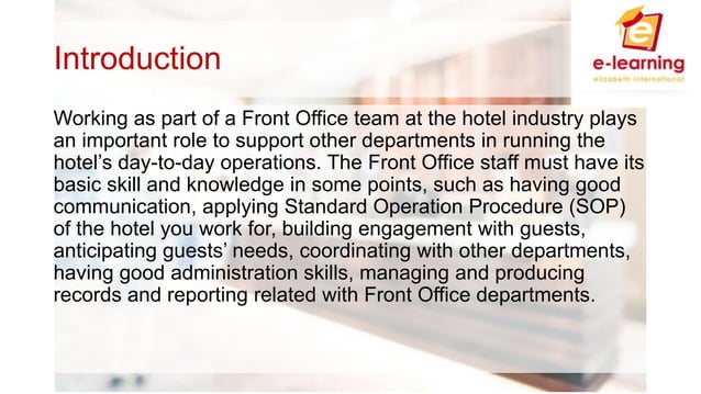 Introduction to front office lesson 1 | PPTX | Business Travel | Travel ...