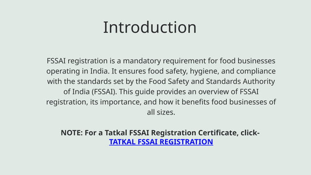 Introduction to FSSAI Registration A Beginner’s Guide.pptx