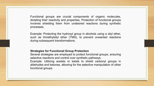 Introduction to Functional Group Protection.pptx | Pharmaceutical Drugs ...
