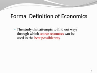 Introduction to fundamentals of economics lecture 01 class | PPT