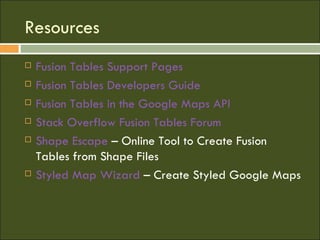 Introduction to fusion tables2 | PPT