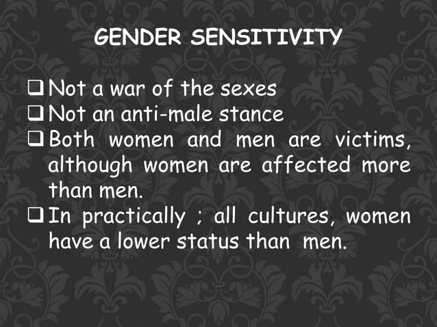 BASIC GENDER SENSITIVITY TRAINING | PPTX | Debated Sensitive Social ...