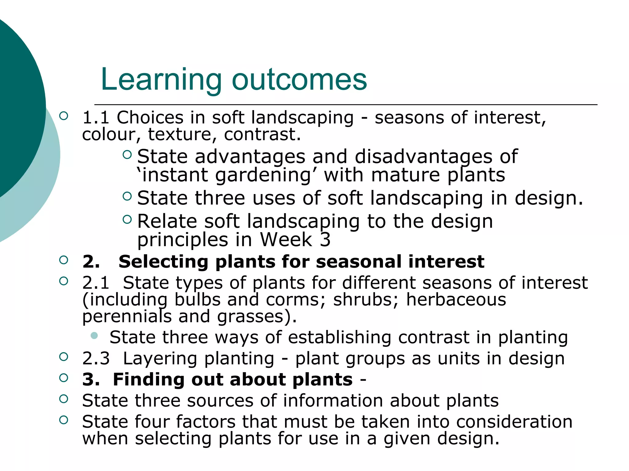 Introduction to garden planning and design session 5 | PPT