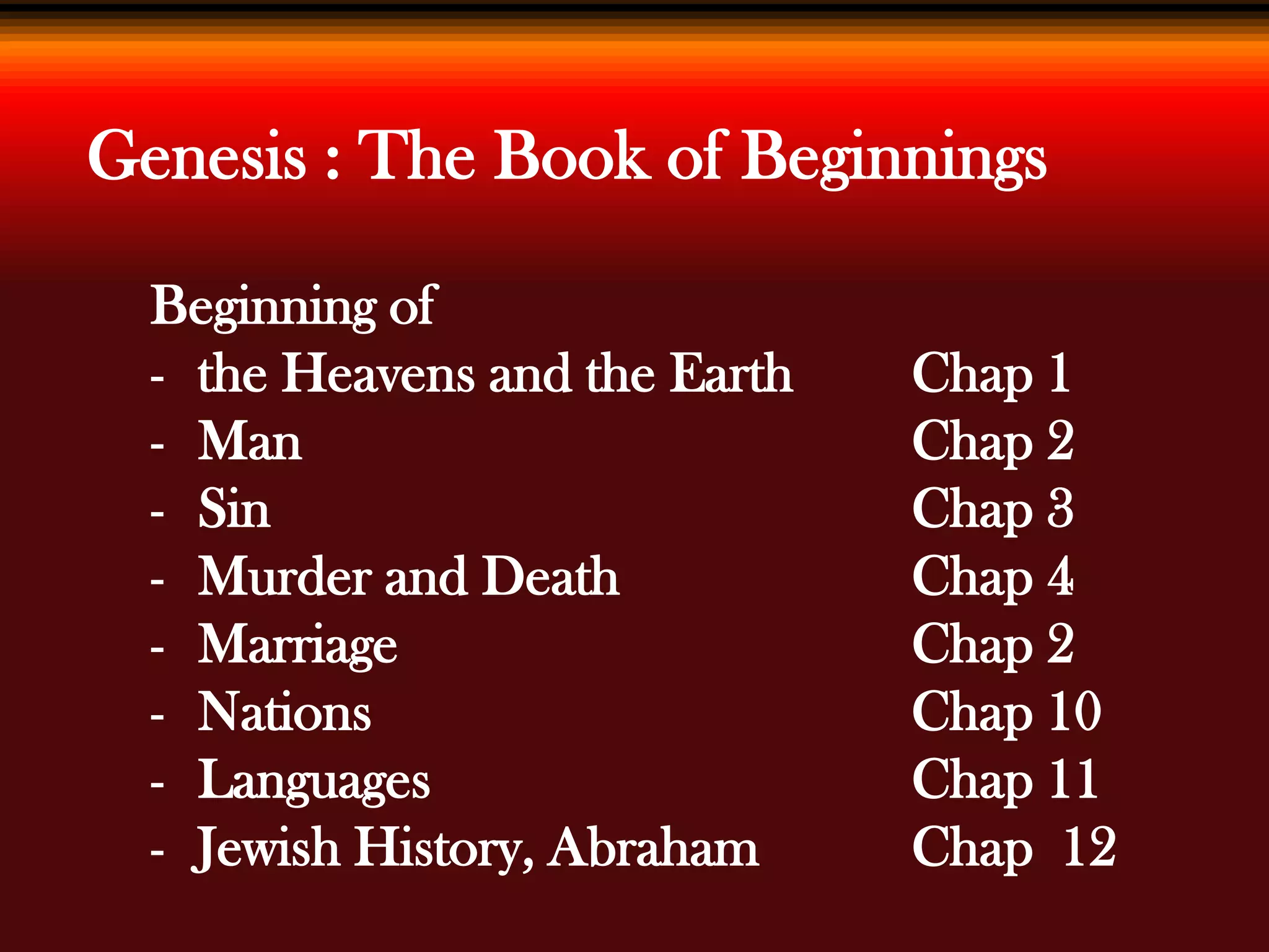 Introduction to Genesis Part I | PPTX