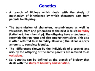 Introduction to Genetics - Mendelism SMG | PPTX | Genetics | Science