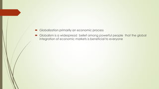 Introduction to Globalization that covers dimensions and elements | PDF