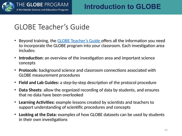 Introduction to GLOBE a presentation to identify globe project. | PPT