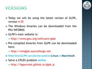 Introduction to glpk | PDF | Computer Software and Applications | Computing