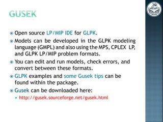 Introduction to glpk | PDF | Computer Software and Applications | Computing