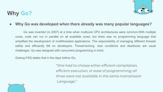 Introduction to go lang | PPTX
