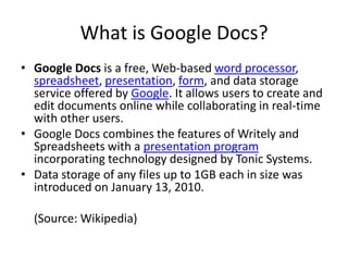 Introduction to google docs1 | PPTX