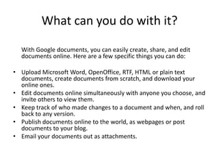 Introduction to google docs1 | PPTX