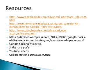 Introduction to google hacking database | PPTX