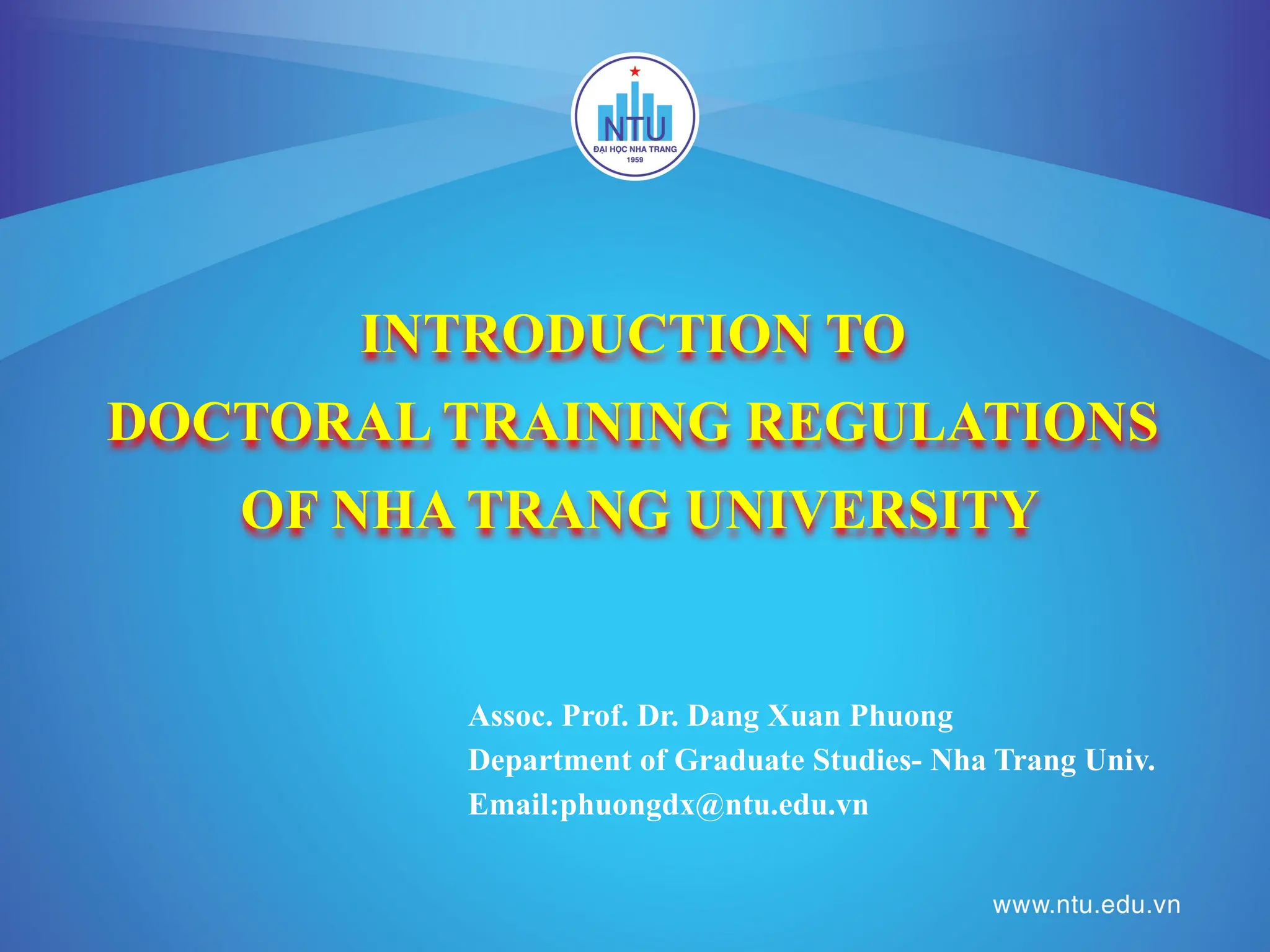 Introduction to graduate training, Đại học Nha trang (NTU).pptx