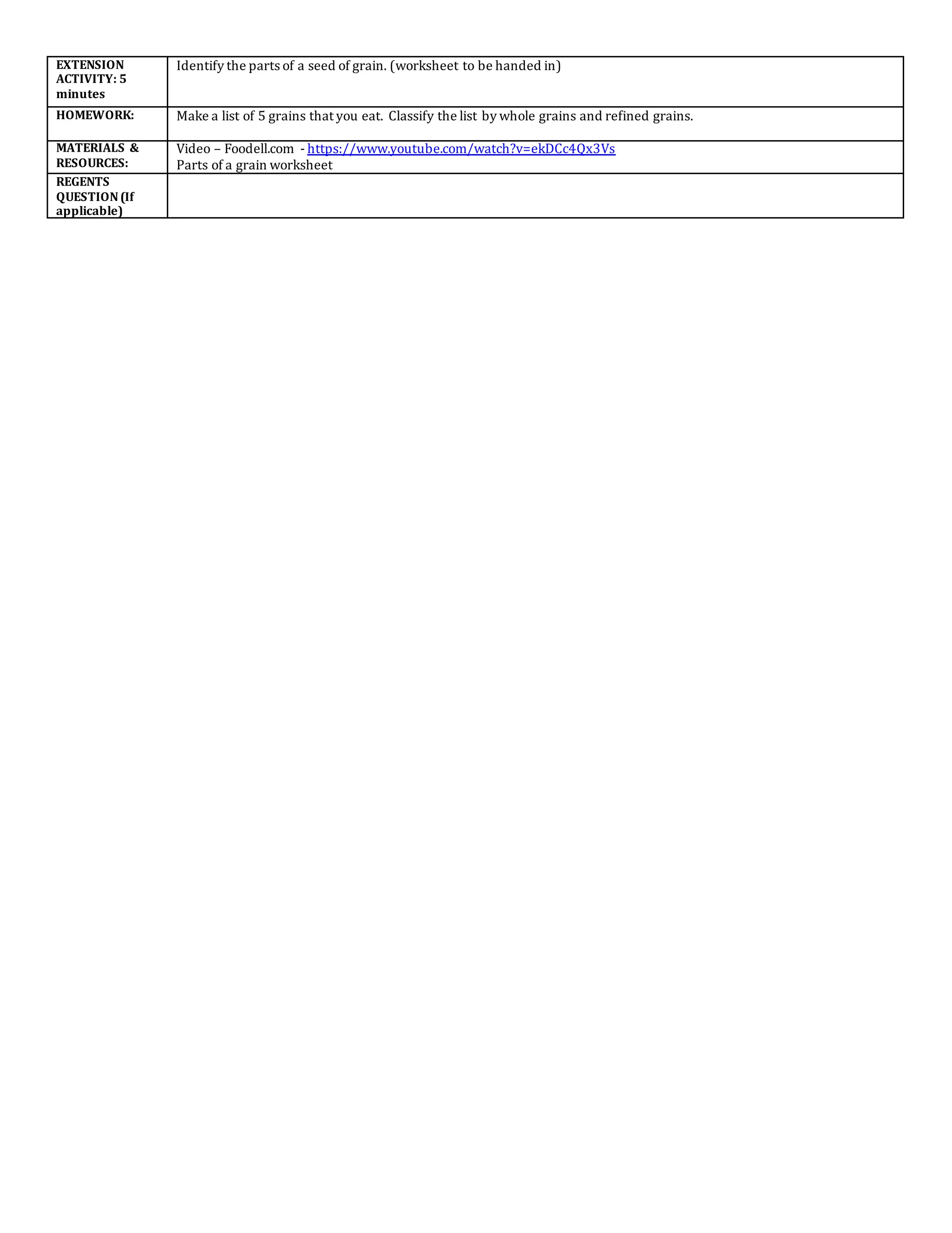 Introduction to grains lesson plan 11 14 | DOCX