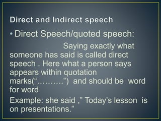 DIRECT AND INDIRECT NARRATION | PPTX