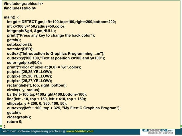 Introduction to graphics programming in c | PPTX | Graphics Software ...