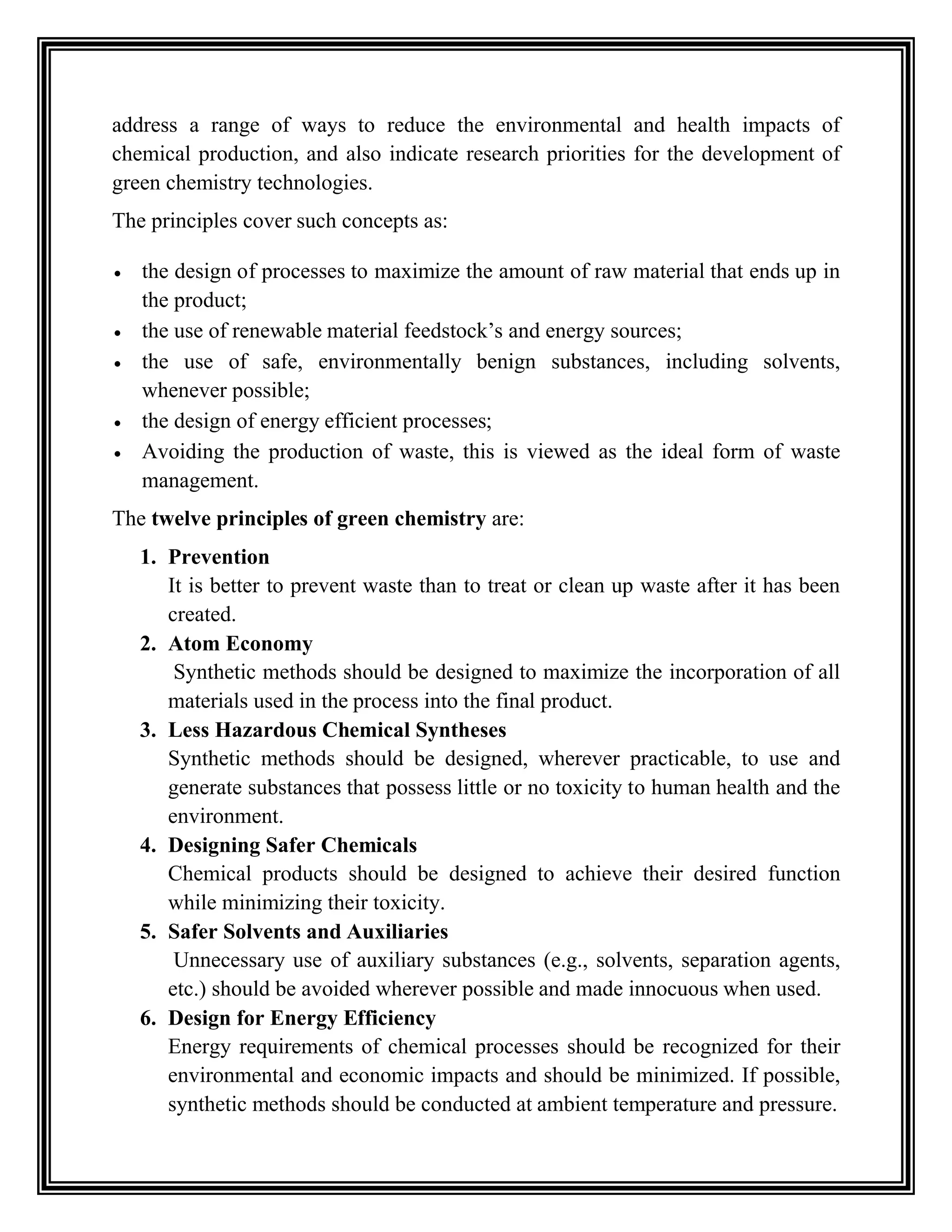 Introduction to green chemistry | PDF | Environmental Services Industry ...
