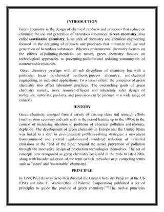 Introduction to green chemistry | PDF