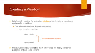 Introduction to GUIs with guizero | PPTX | Programming Languages | Computing