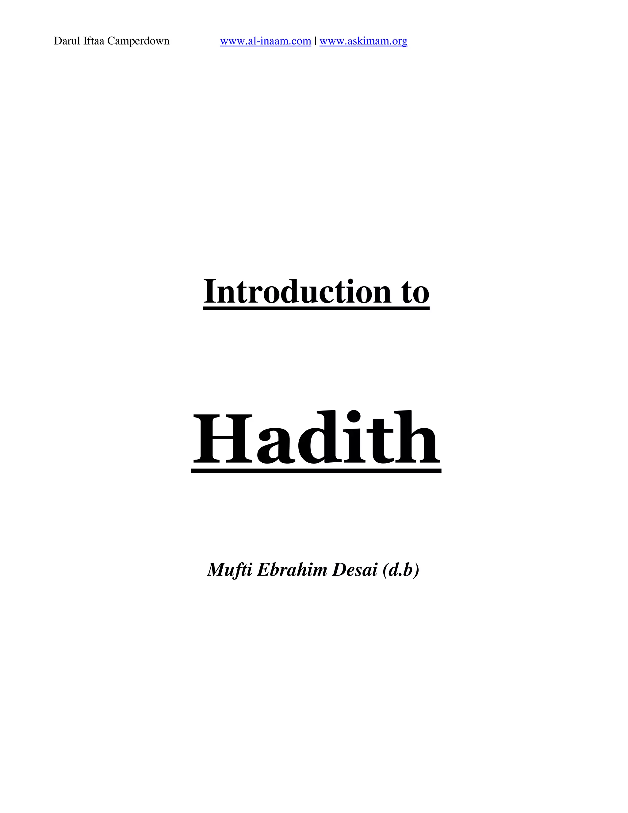 Introduction To Hadith | PDF