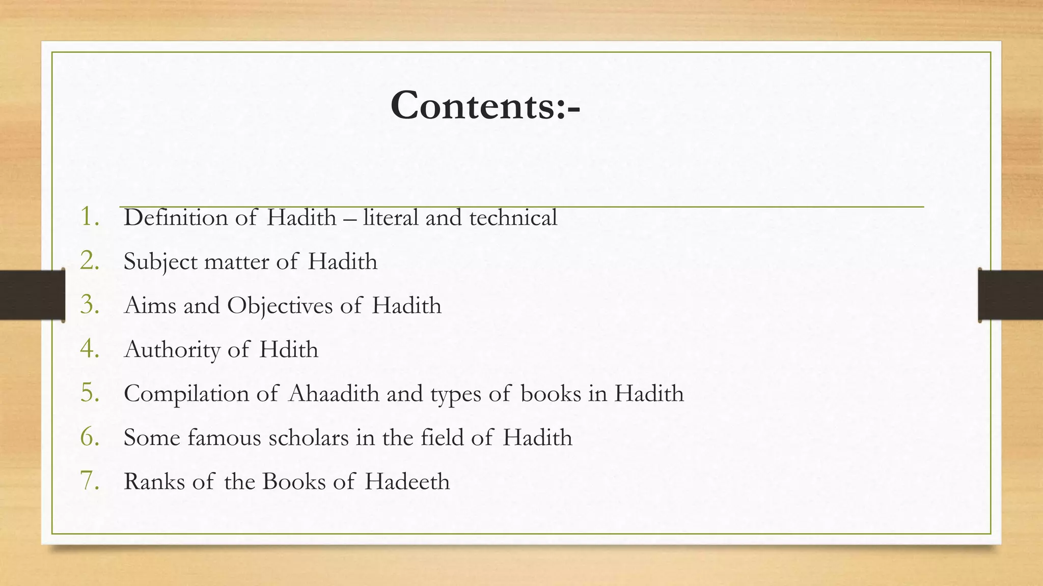 Introduction to Hadith.pptx | Islam | Religion & Spirituality