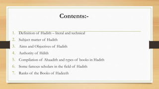 Introduction to Hadith.pptx | Islam | Religion & Spirituality